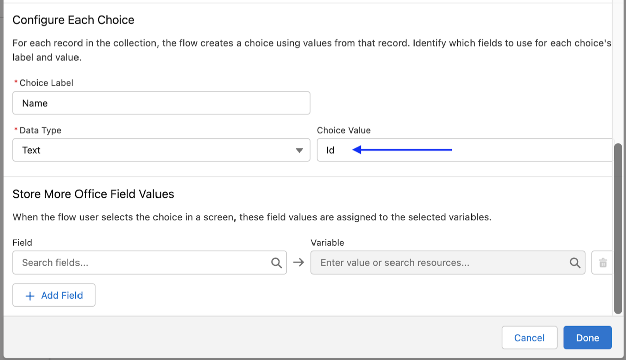 Improving Salesforce Flow selection options - Fluido